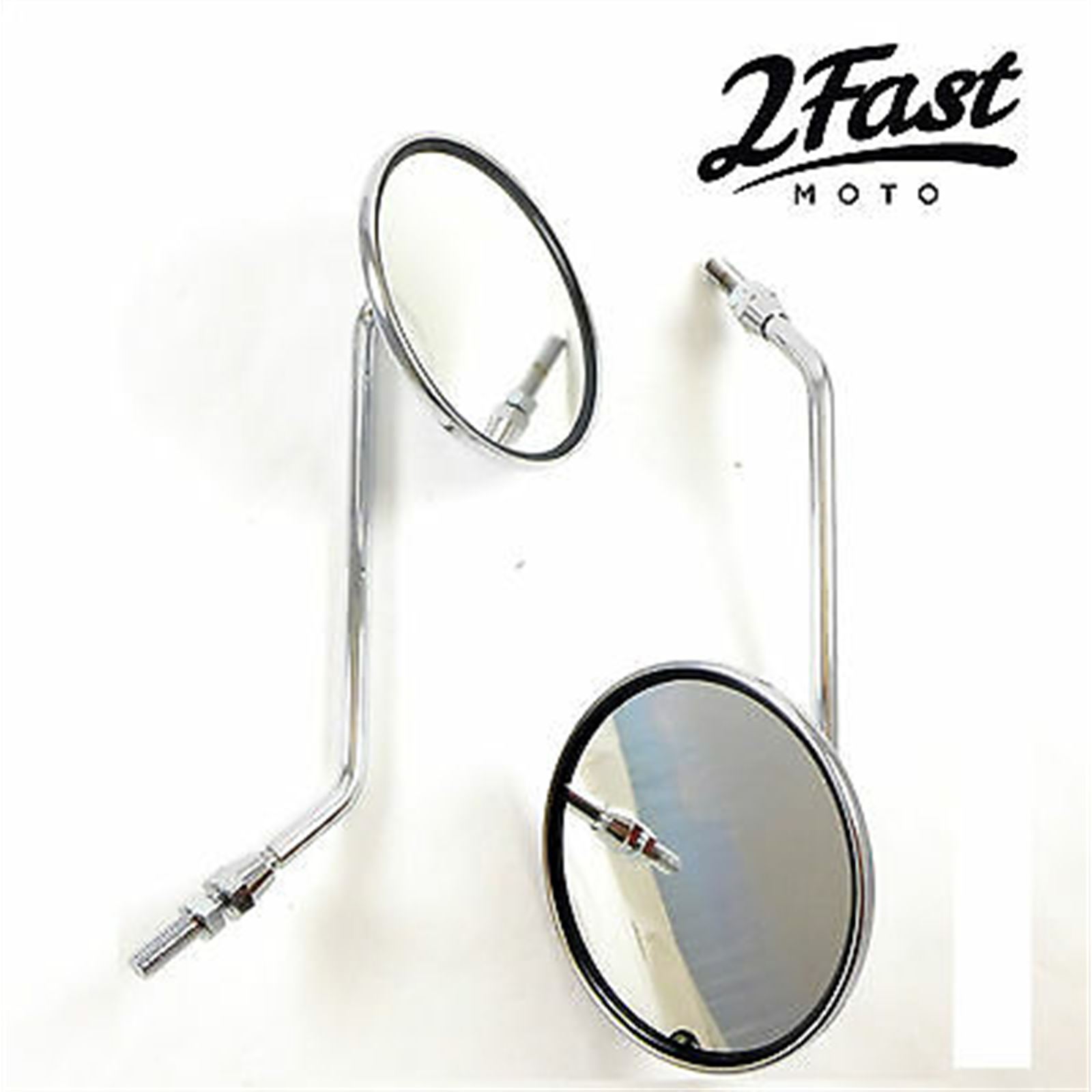 2FastMoto Chrome Long Stem Mirror 8mm - Pair - Cruiser Chopper for ...