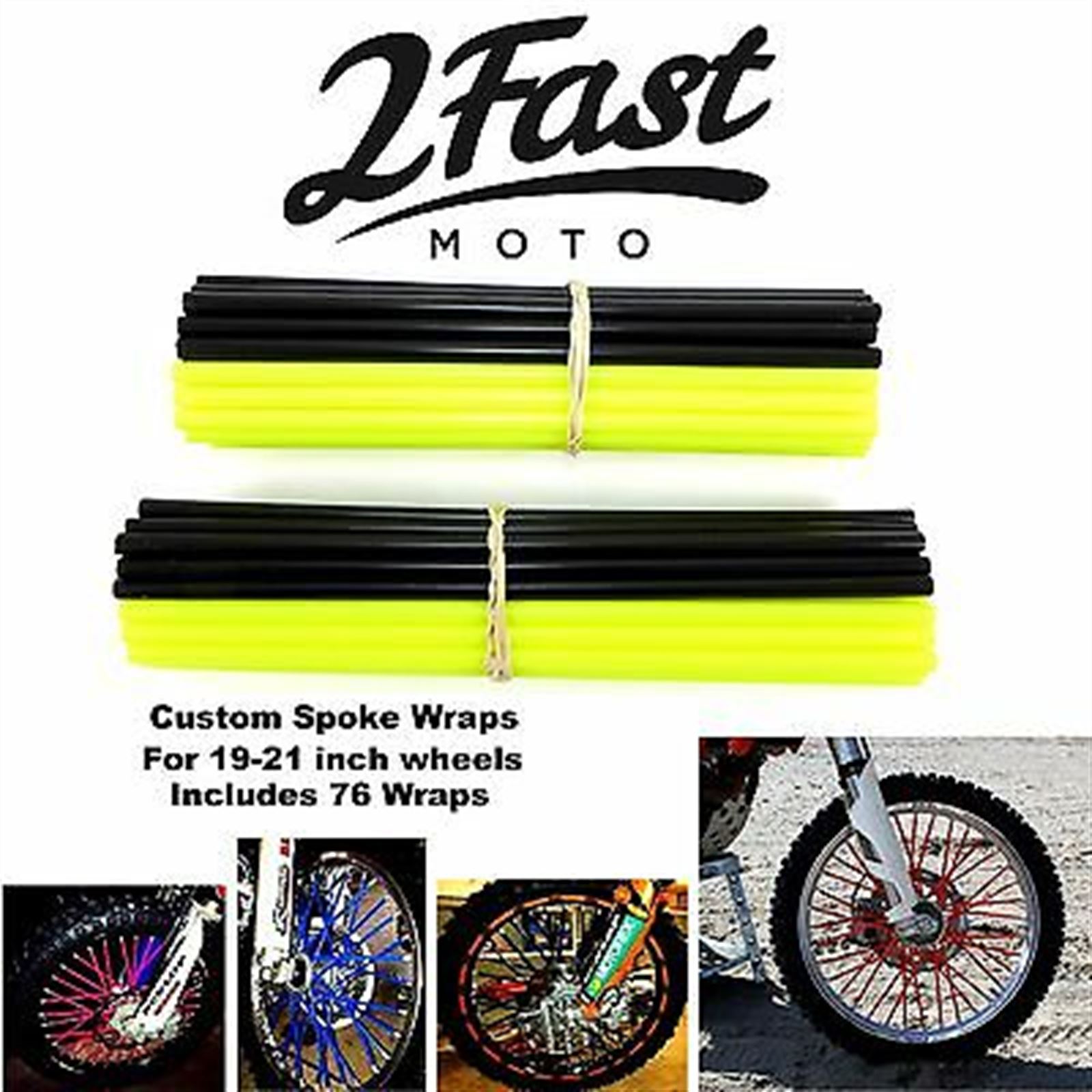 2FastMoto Spoke Wrap Kit Yellow/Black Custom Colors Spoked Rim Wraps ...