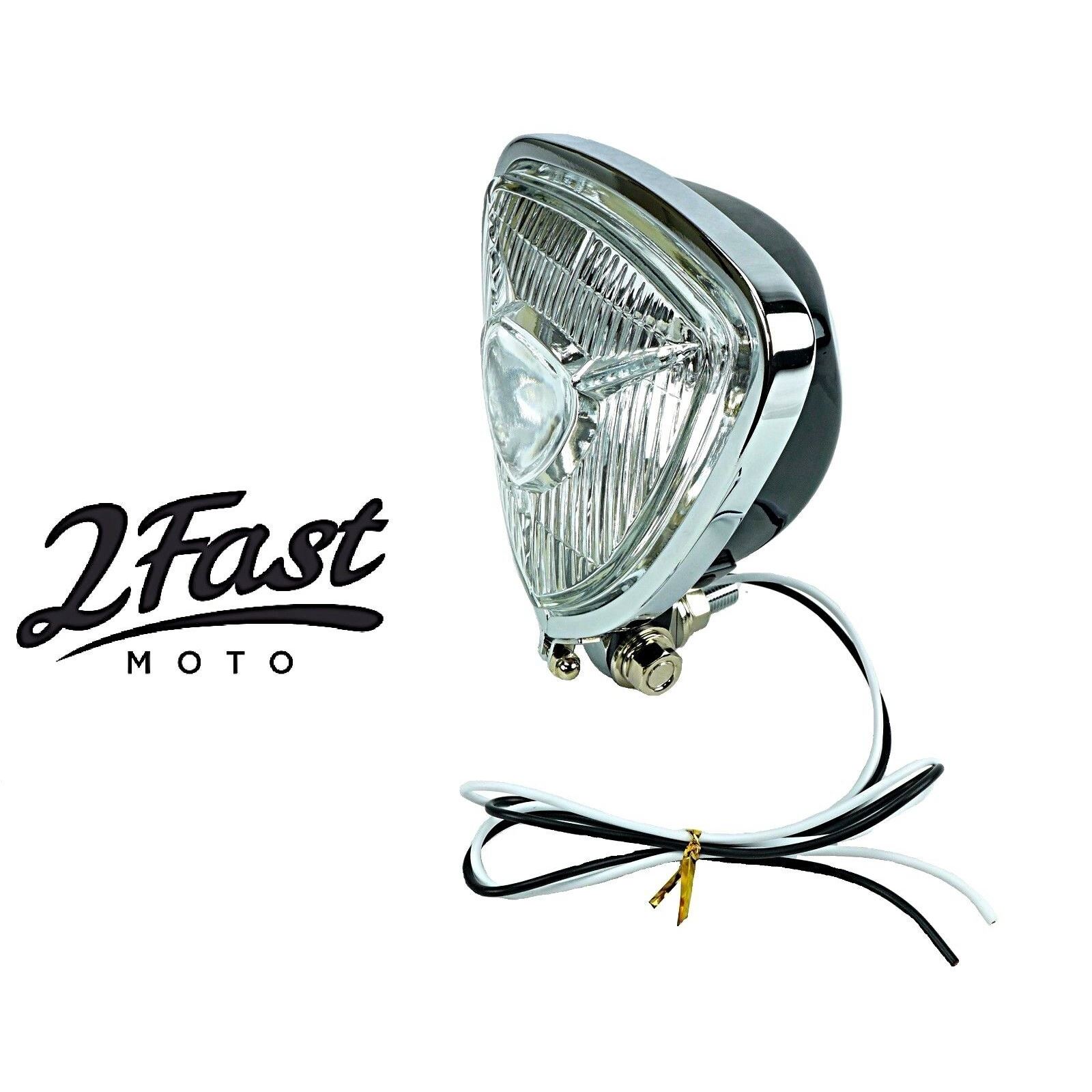 2FastMoto 12 Volt Aris Style Triangle Black Headlight with Chrome ...