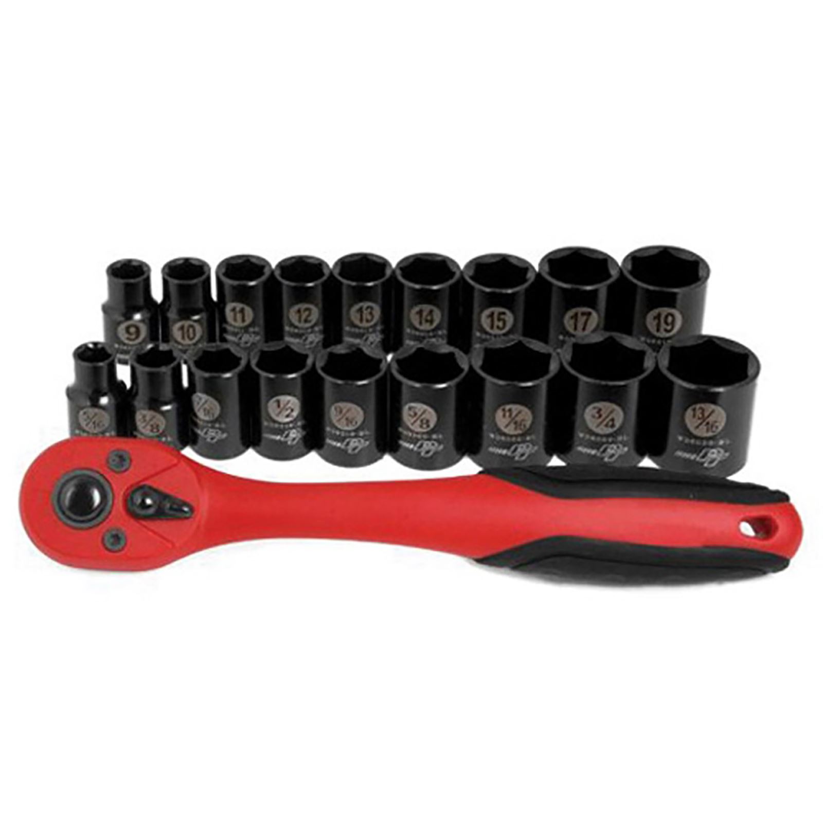 Performance Tool 3/8" DR Black Socket Set - 19-Piece - Motorcycle, ATV ...