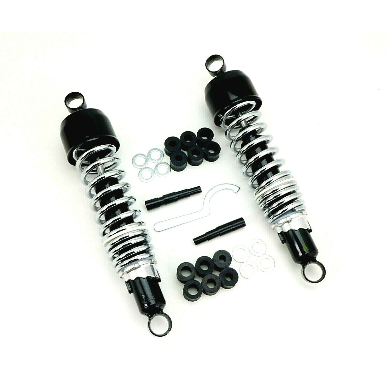 2FastMoto Adjustable Shock Absorbers Black & Chrome 325mm Eye-Eye w ...