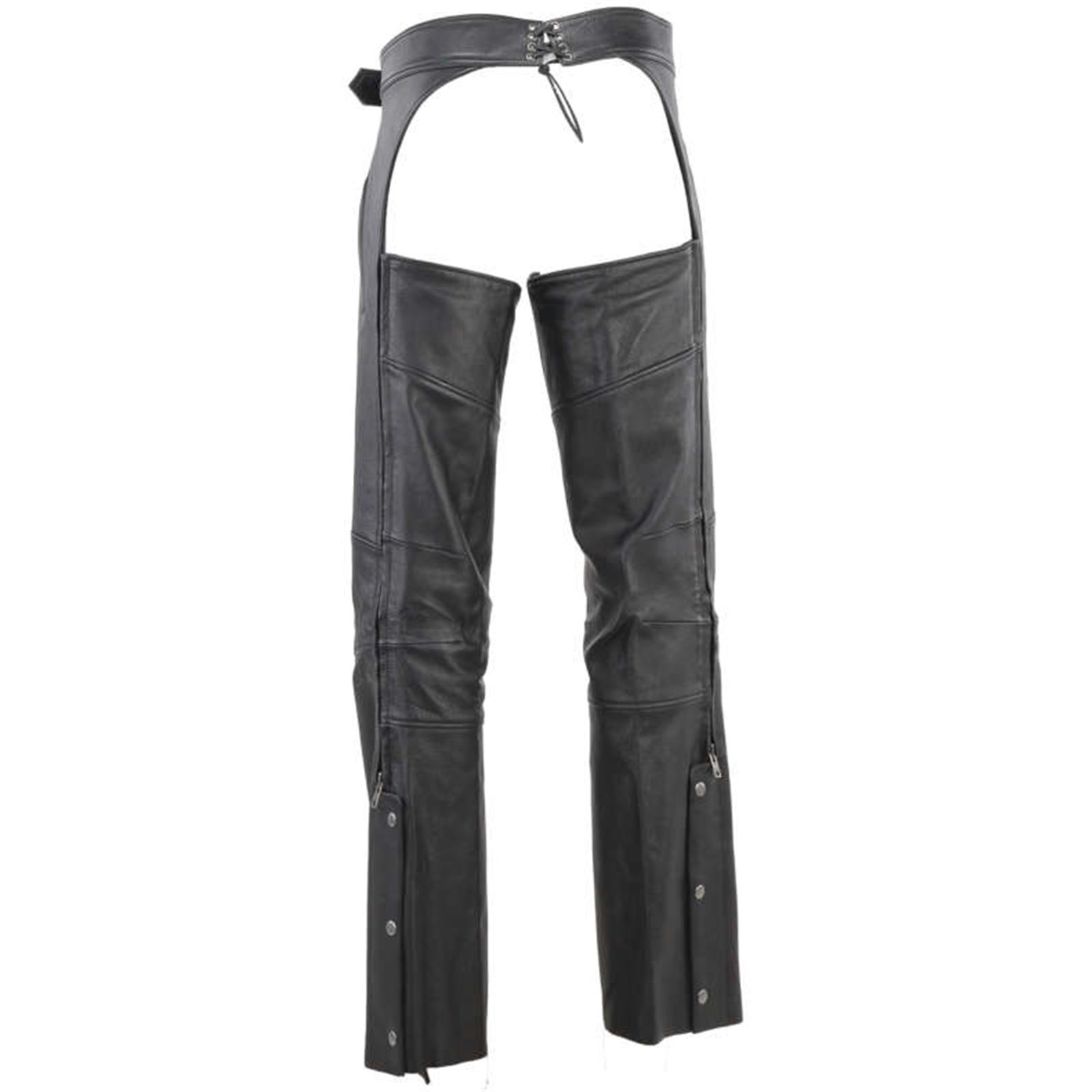 River Road Men's Longhaul Motorcycle Leather Chaps - Black - Large ...