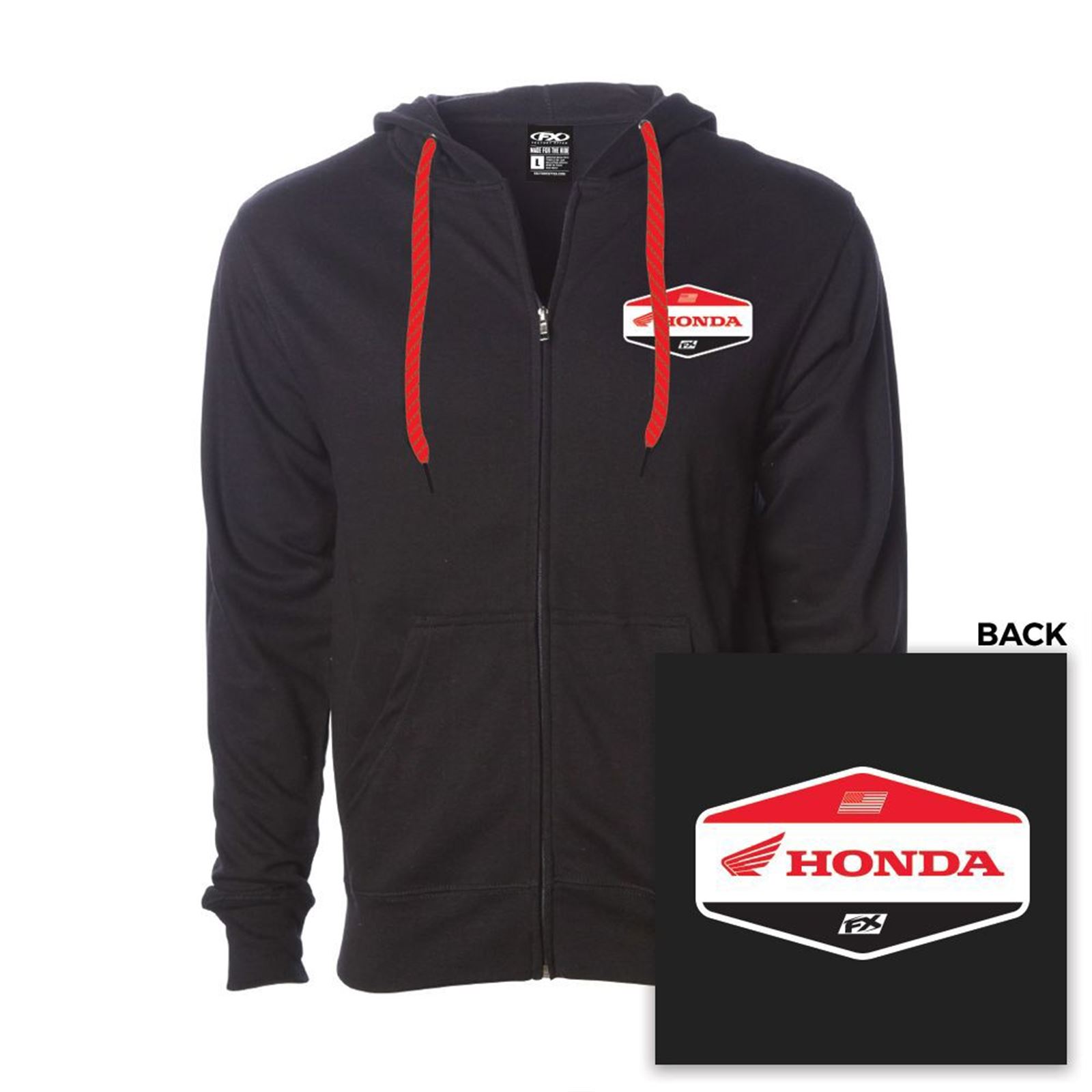 Factory Effex Honda Stadium Zip-Up Hoodie - Black - Motorcycle, ATV ...