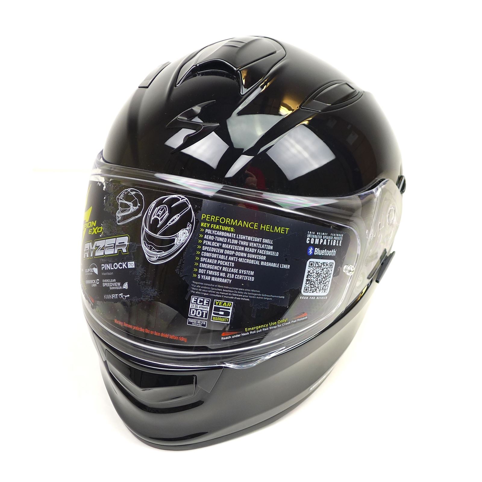 ScorpionEXO Ryzer Full-Face Helmet - Gloss Black - Medium OPEN BOX ...