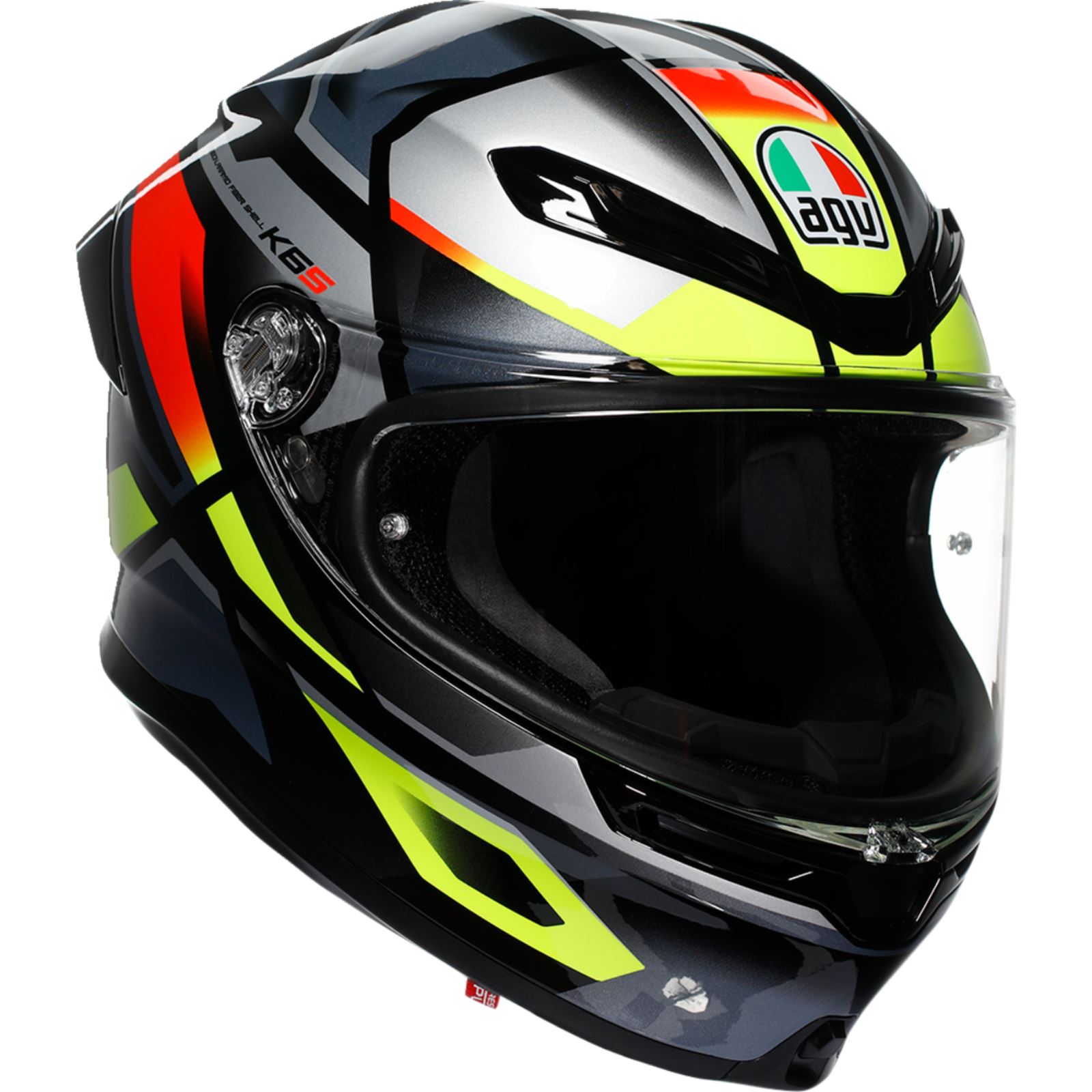 AGV Helmets K6 S Helmet - Erazer - Black/Red/Yellow Fluo - Motorcycle ...